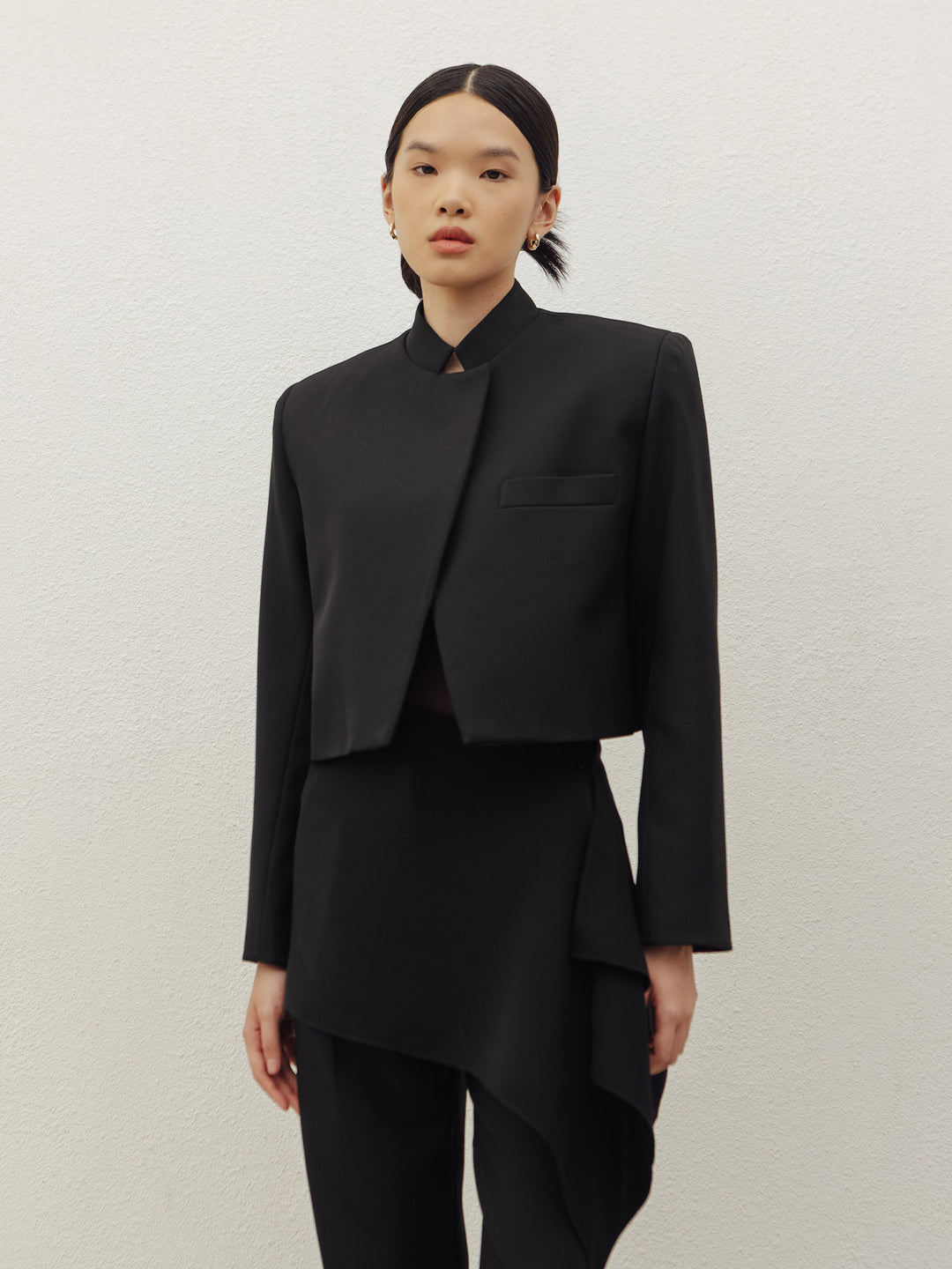 MANDARIN CROP BLAZER IN BLACK – BLZR.ID