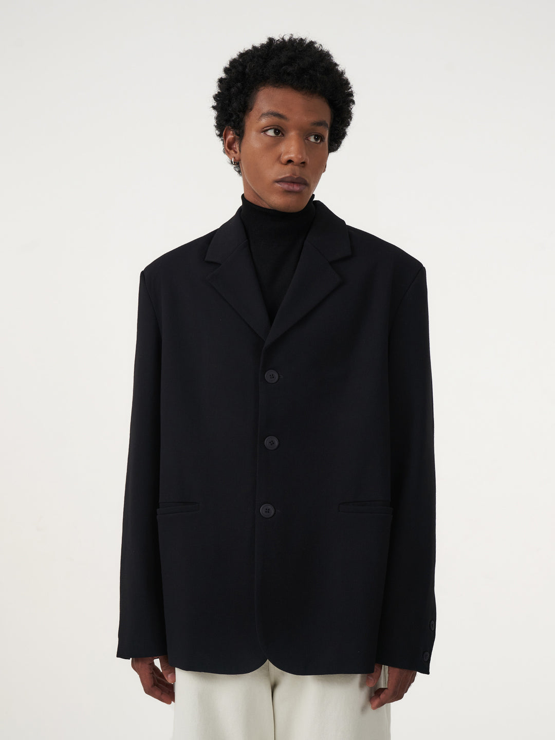 BUTTON BLACK OVERSIZED BLAZER – BLZR.ID